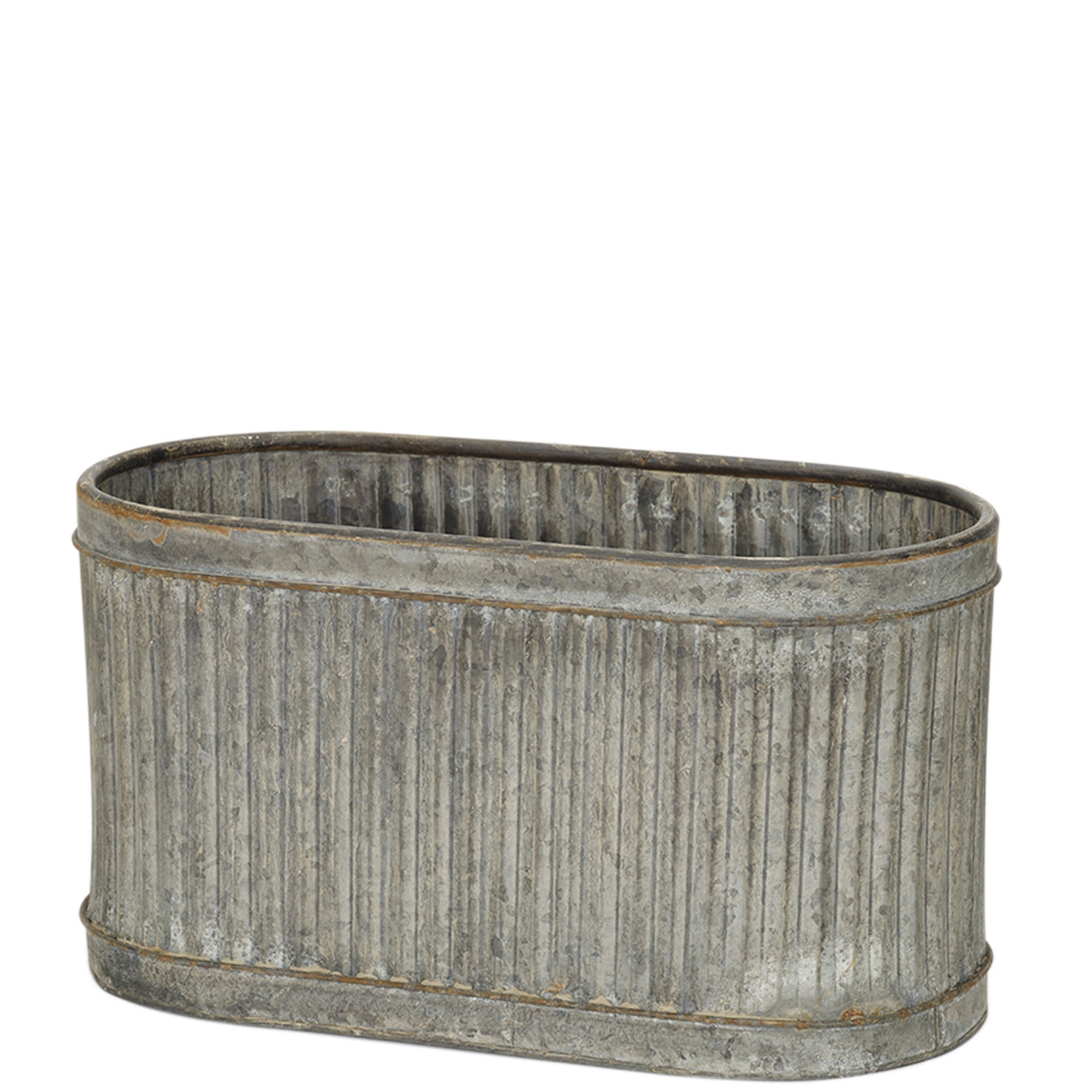 Traditional Lightweight Metal Ribbed Oval Trough by APTA