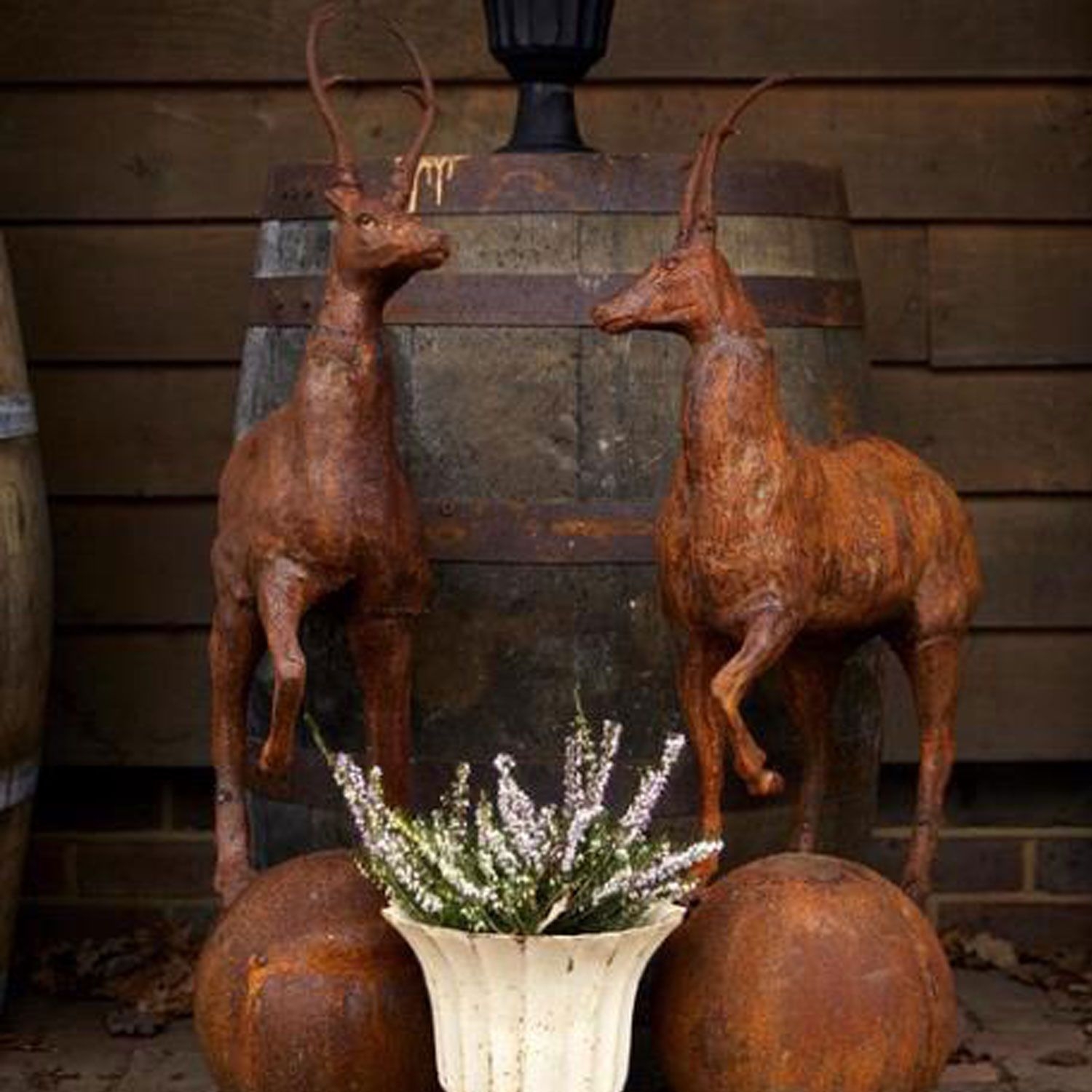 Pair of Cast Iron Stag Gate Posts H95cm x D55cm x L20cm - G-00024 ...