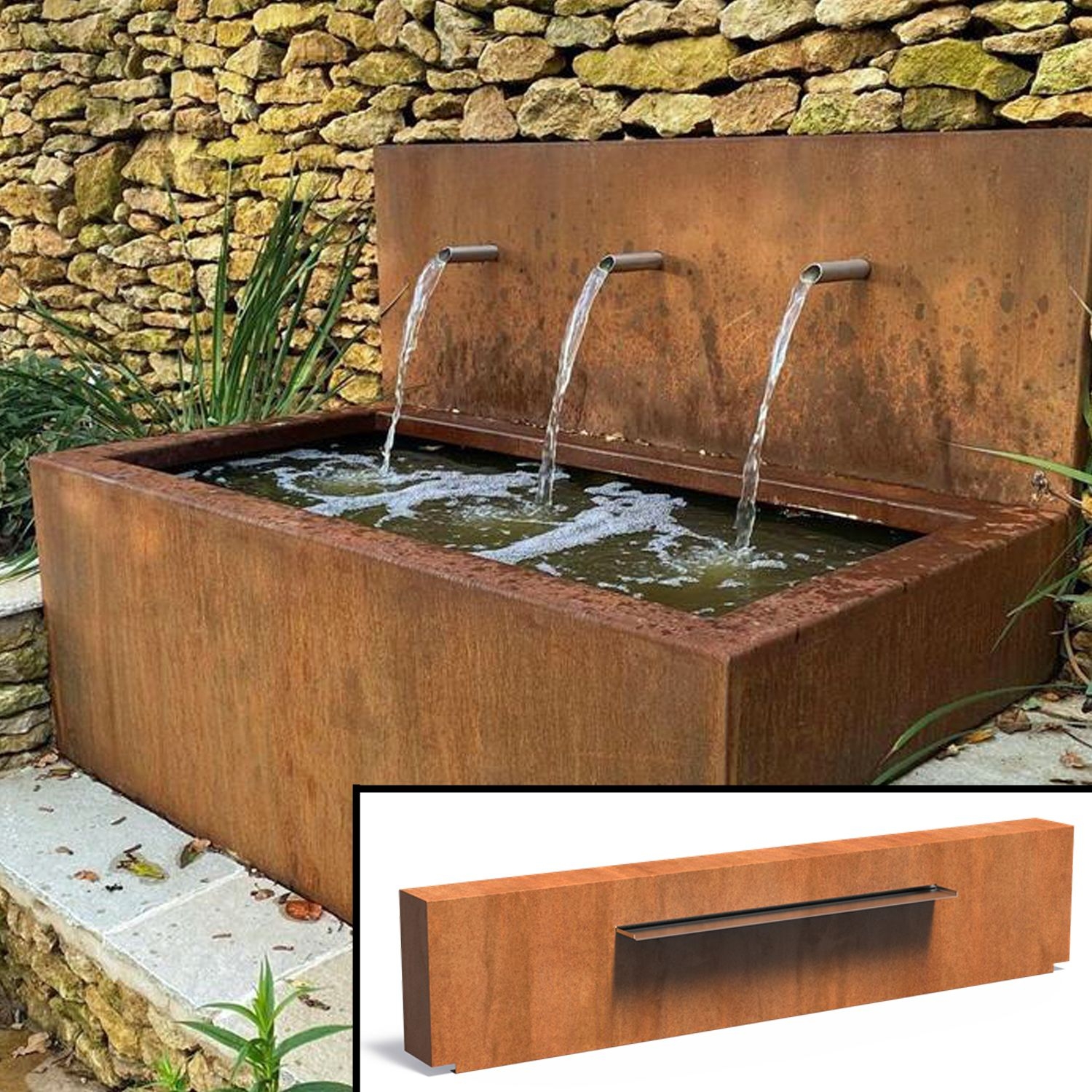 ADEZZ Corten Steel Fixed Pond Wall and Waterfall (6 sizes) - VCM ...