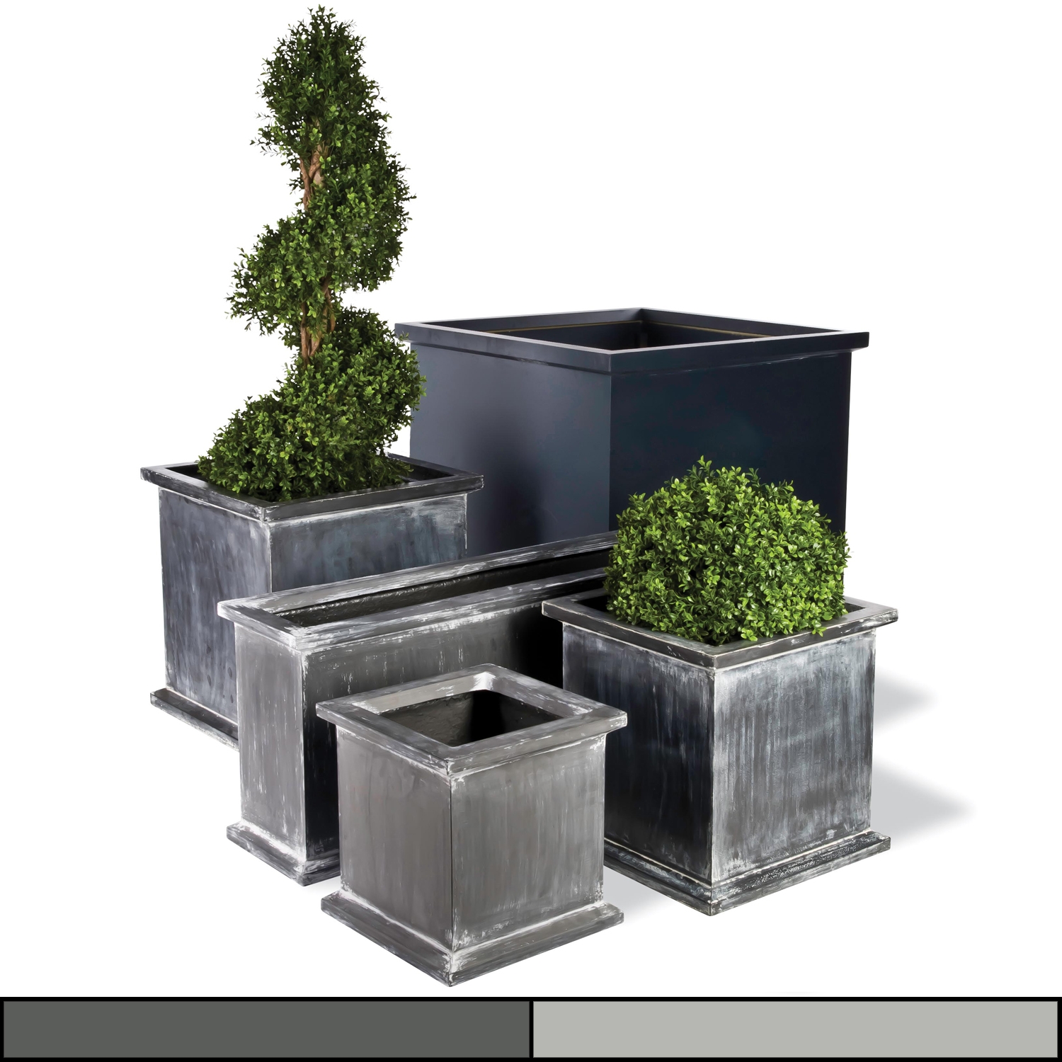 Fibreglass Faux Lead Grosvenor Cubed Planter (4 sizes): L50cm x D50cm x ...