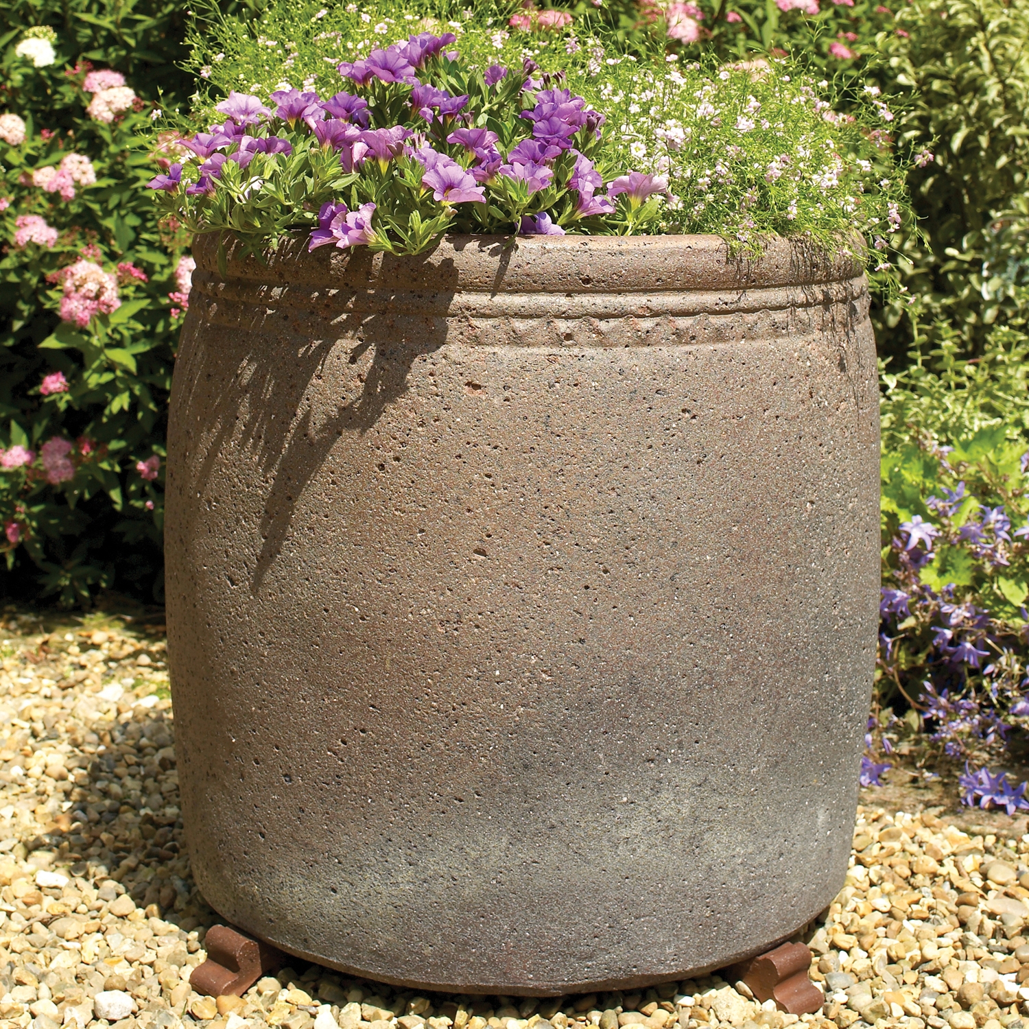 Old Stone Cylinder Large Stone Garden Pot