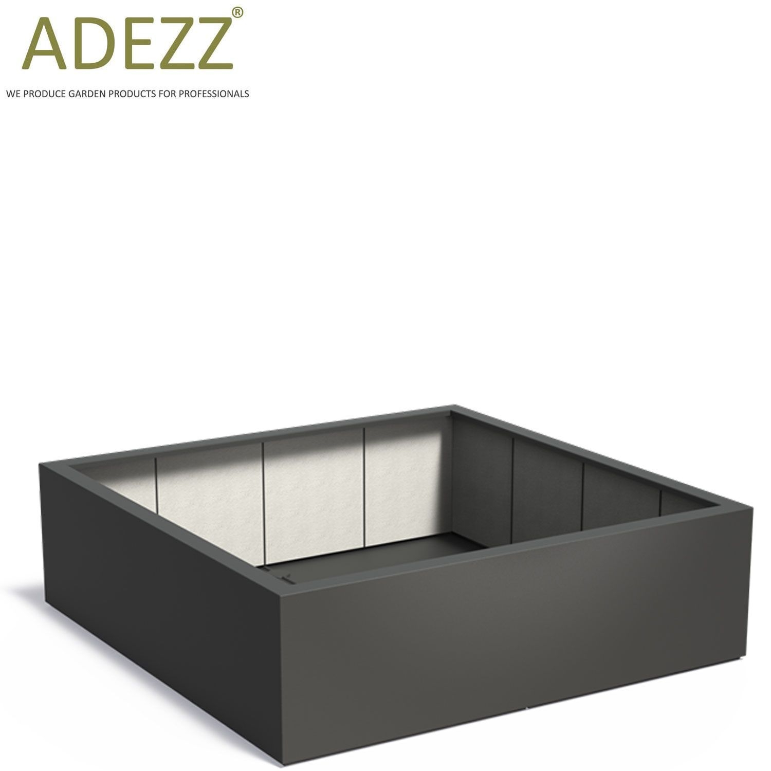 large low square CARREZ fibreglass planters by ADEZZ