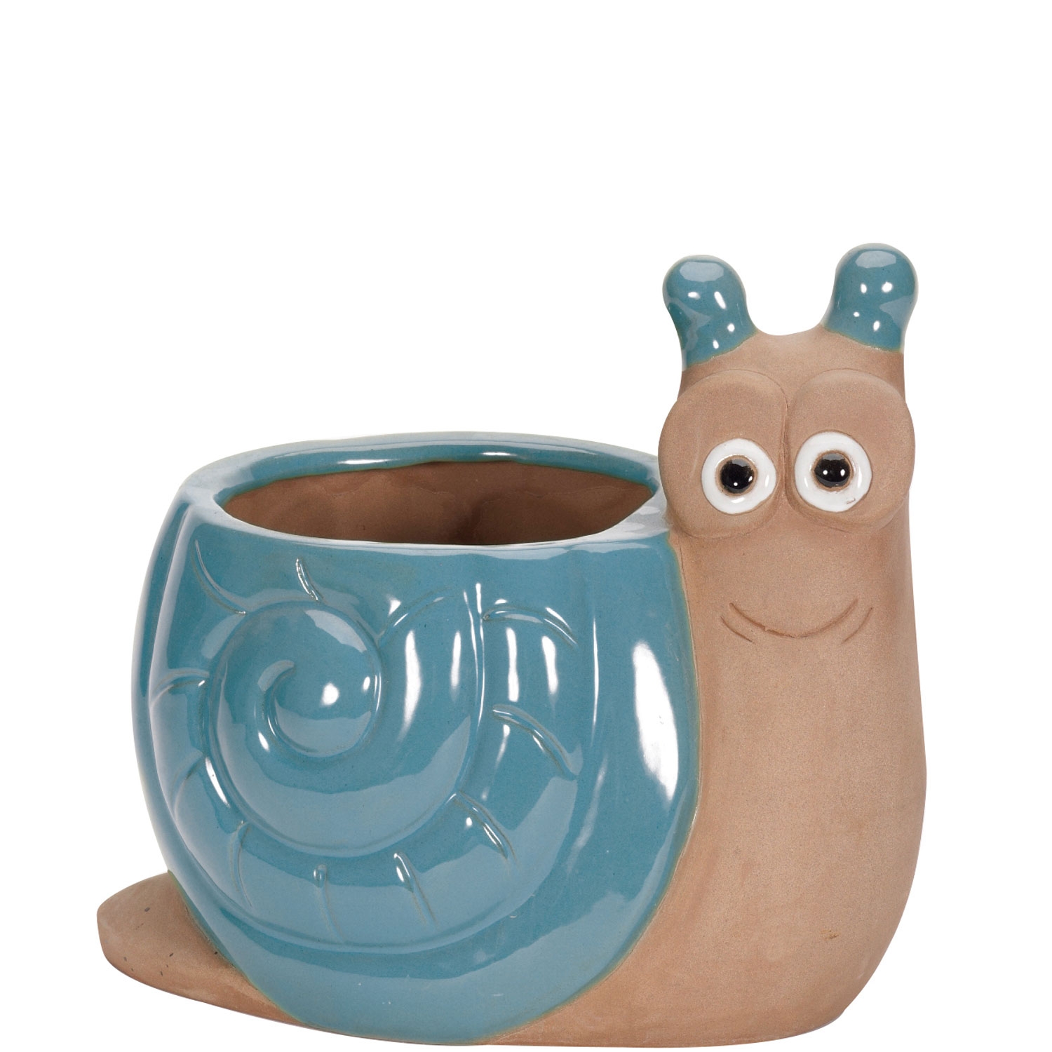 Glazed Blue Snail Planter L28cm x D20cm x H25cm - GO22 - Riverhill ...