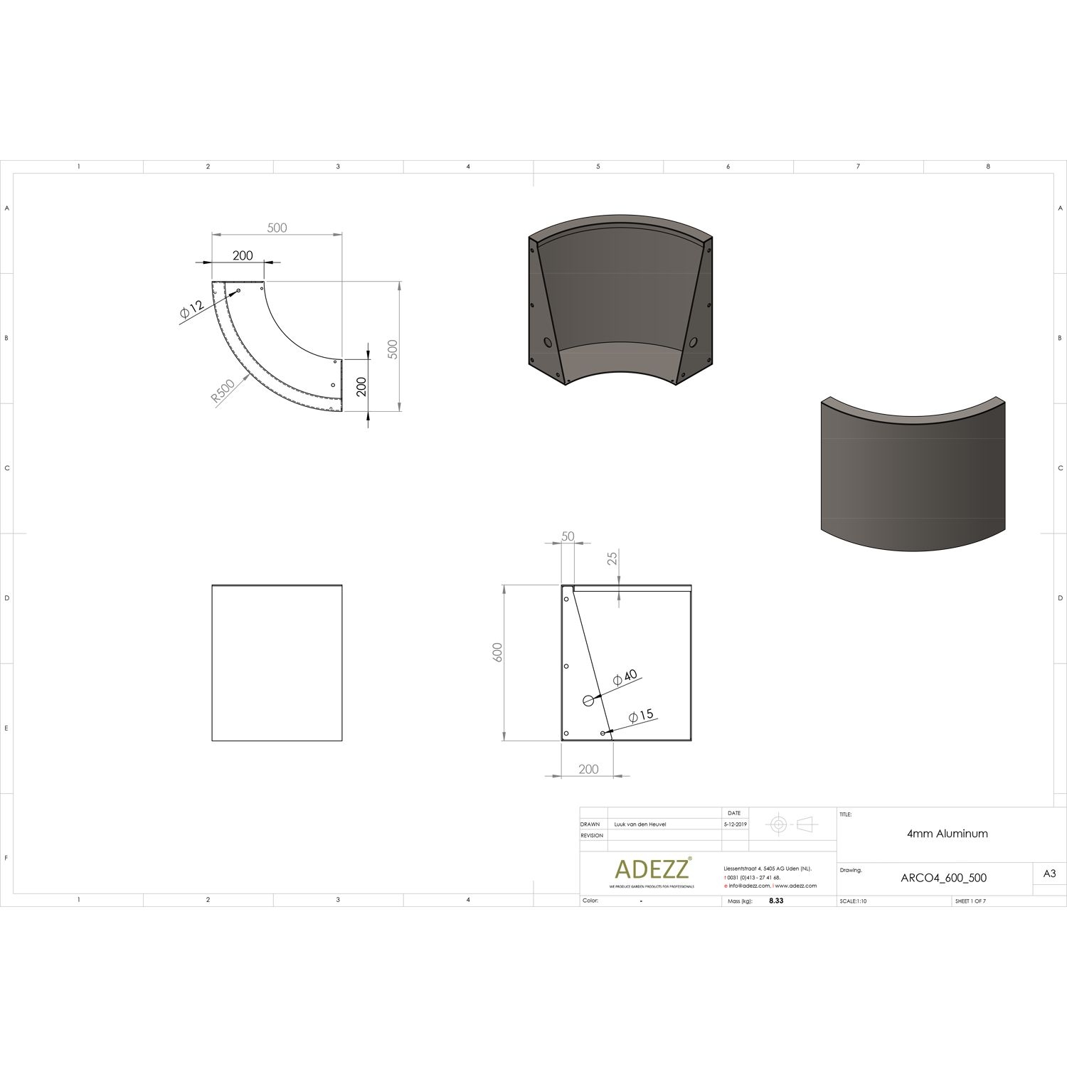 ADEZZ Aluminium Outside Radius Retaining Wall (L50cm/100cm/150cm/200cm ...
