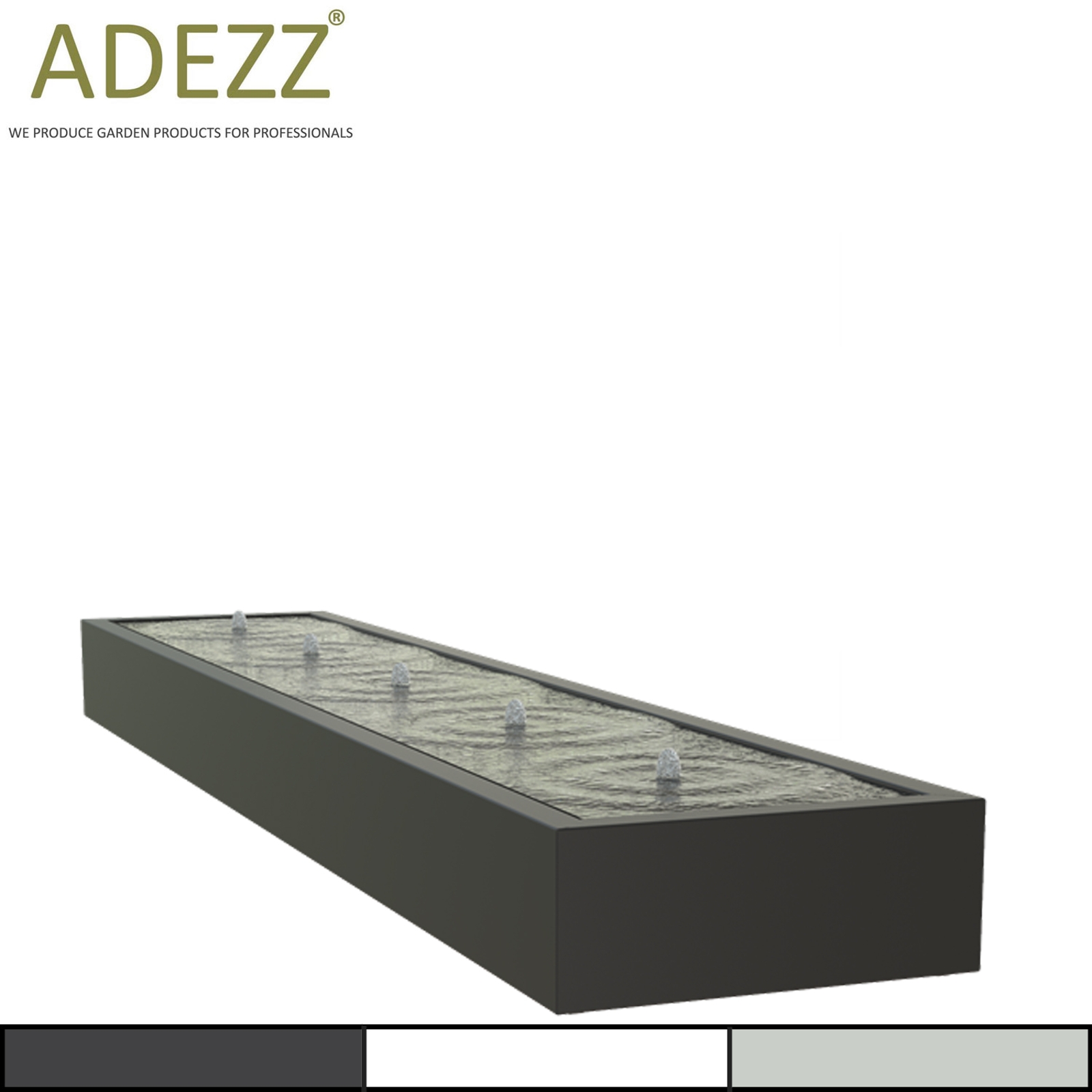 ADEZZ Aluminium Water Table L500cm x D100cm x H40cm (5 Fountains + LED ...