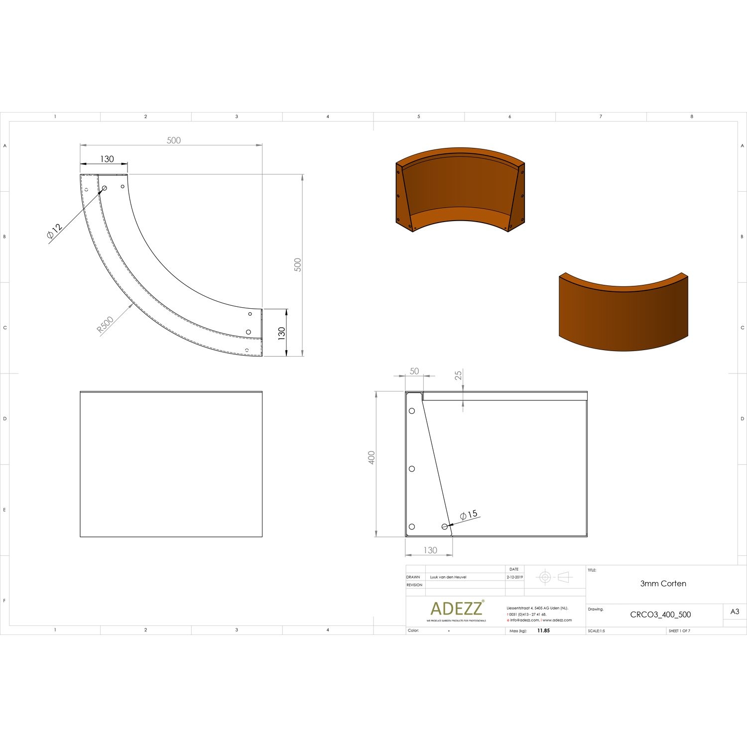 ADEZZ Corten Steel Outside Radius Retaining Wall (L50cm/100cm/150cm ...