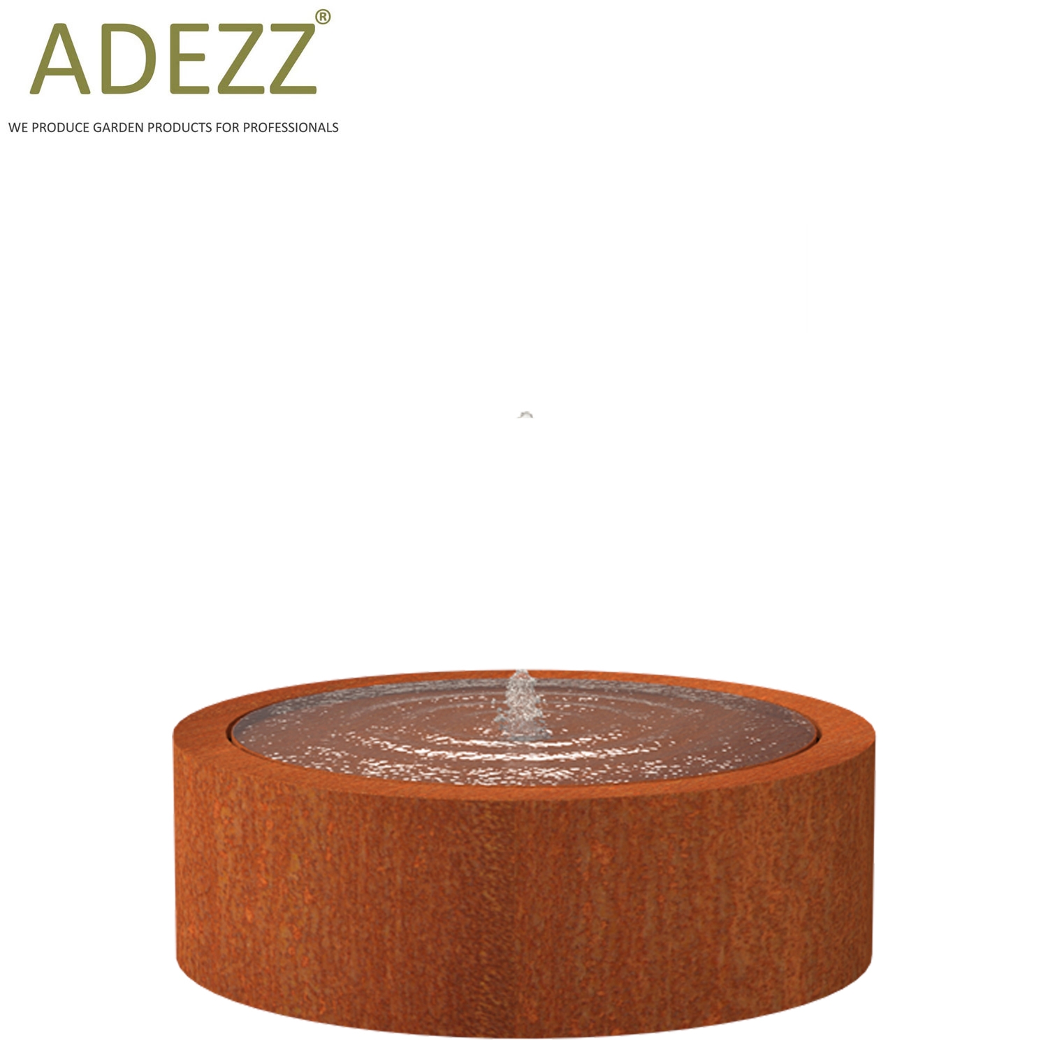 ADEZZ Corten Steel Round Water Table D120cm x H40cm (1 Fountain + LED ...