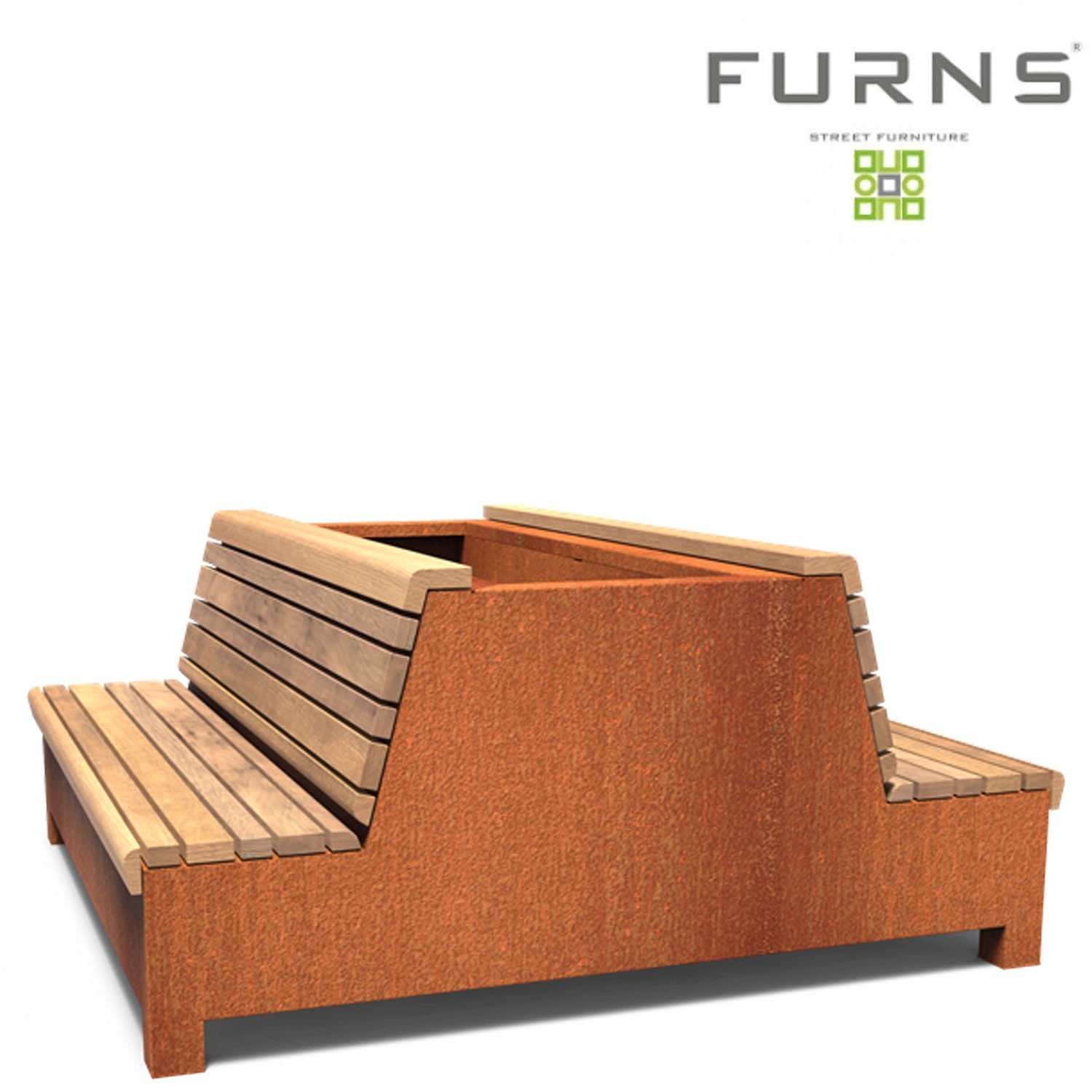 FURNS Corten Steel High Double-Sided Seat Greenpoint L200cm x D200cm x ...